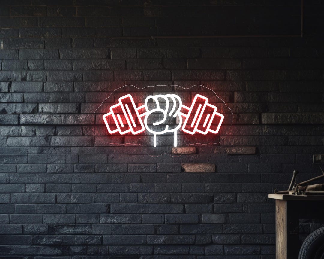 Weight Lifting Neon Sign, Dumbbell Gym Light for Man Cave, LED Light up ...