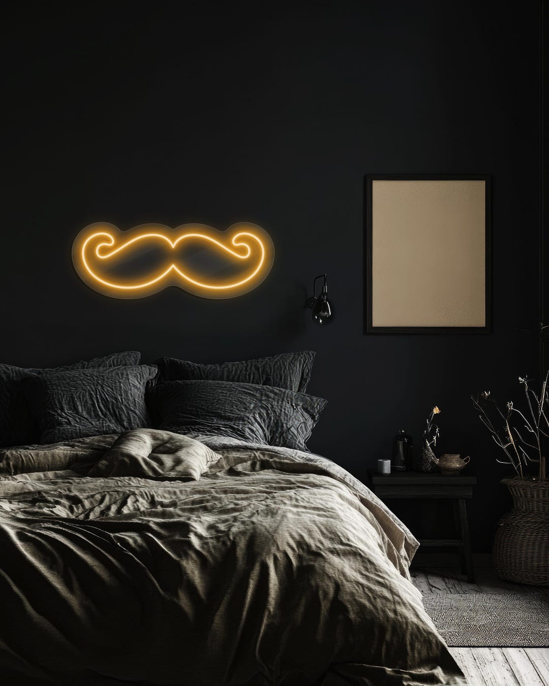 Mustache Neon Sign, LED Barber Shop Light, Bedroom Wall Decor, Man Cave ...