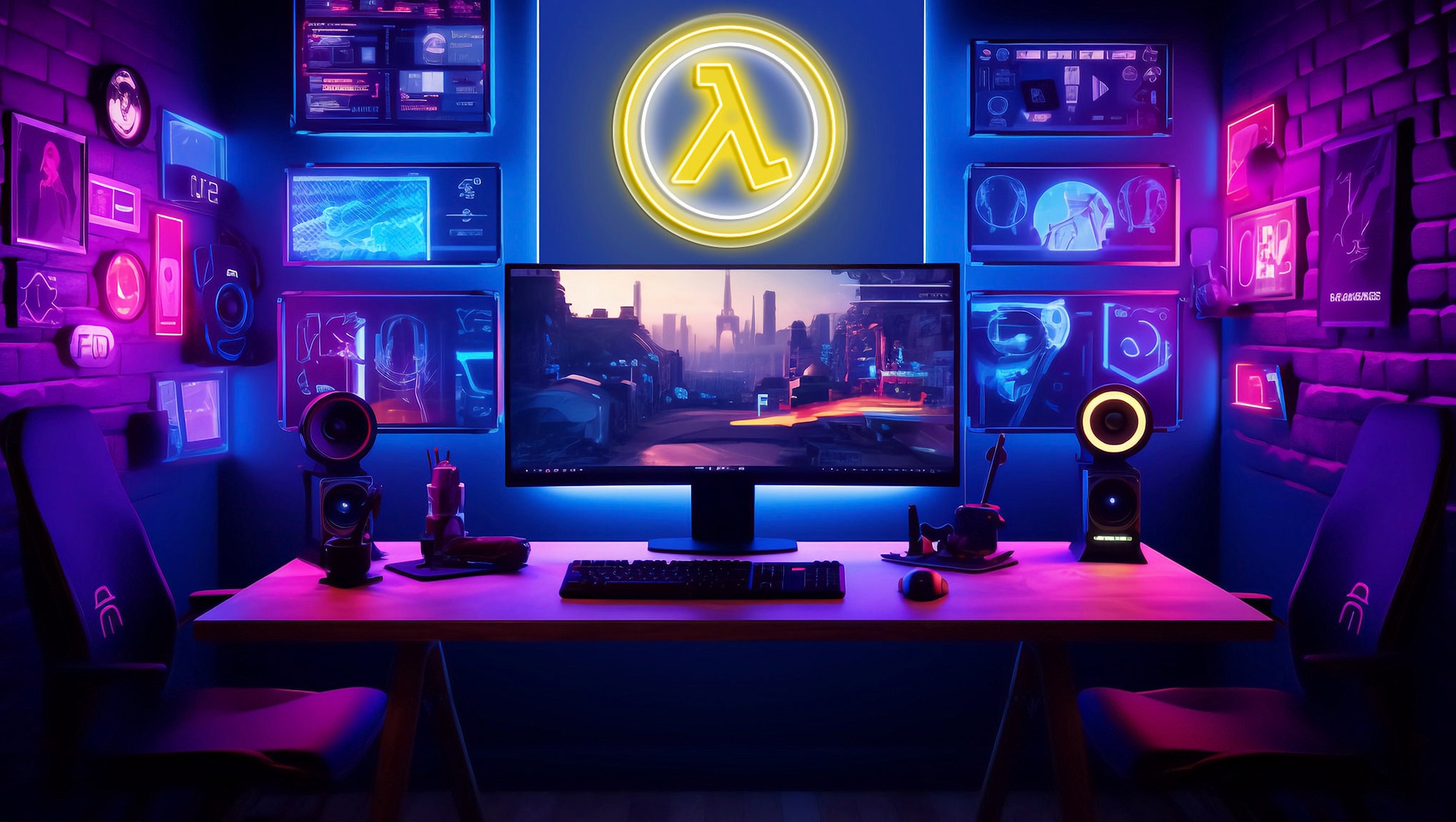 Neon Light for Gaming Bedroom, Custom Neon Sign With Half Life Decor ...