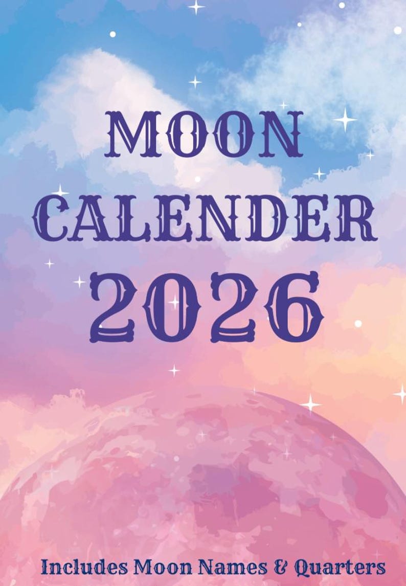 2026 Moon Phase Calendar Printable | Full Moon Names + Quarters | Lunar ...