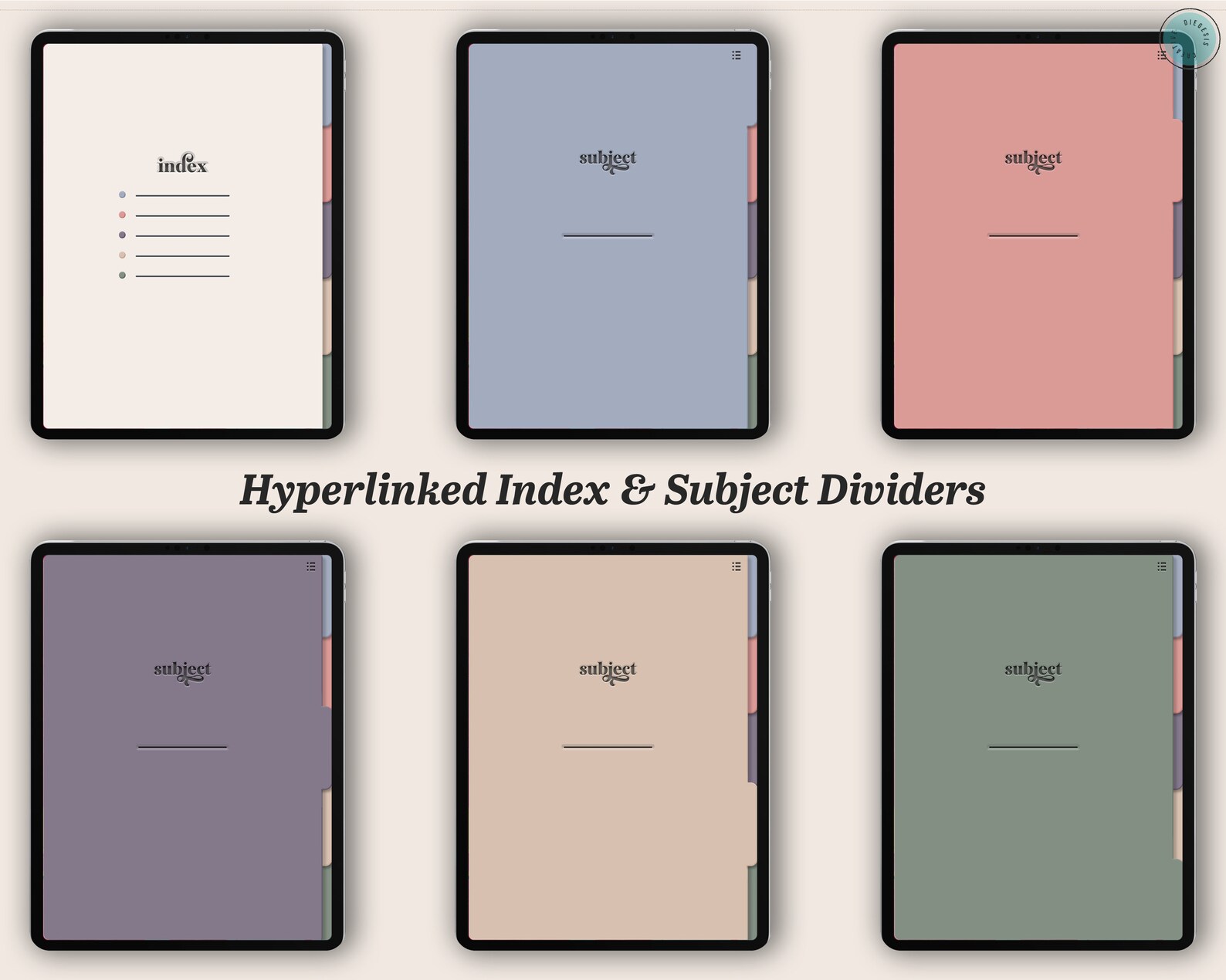 5 Subject Digital Notebook | 5 Paper Styles, 10 Covers & Digital ...
