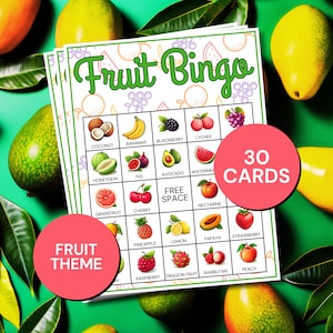 Fruit Bingo Cards Printable Game, 30 Fruit Bingo Board Game, Learn ...
