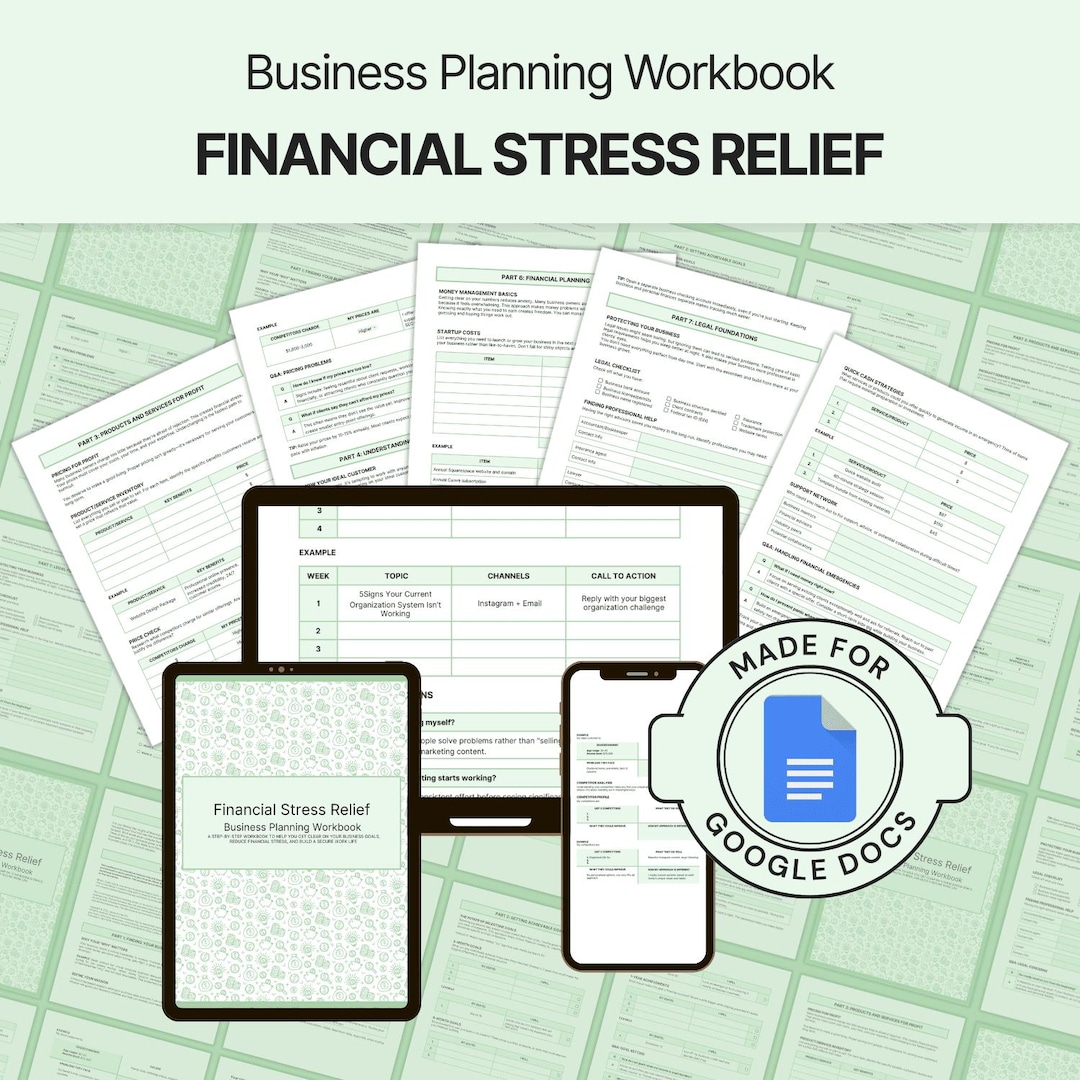 Financial Stress Relief Google Docs Money Workbook Financial Planner ...