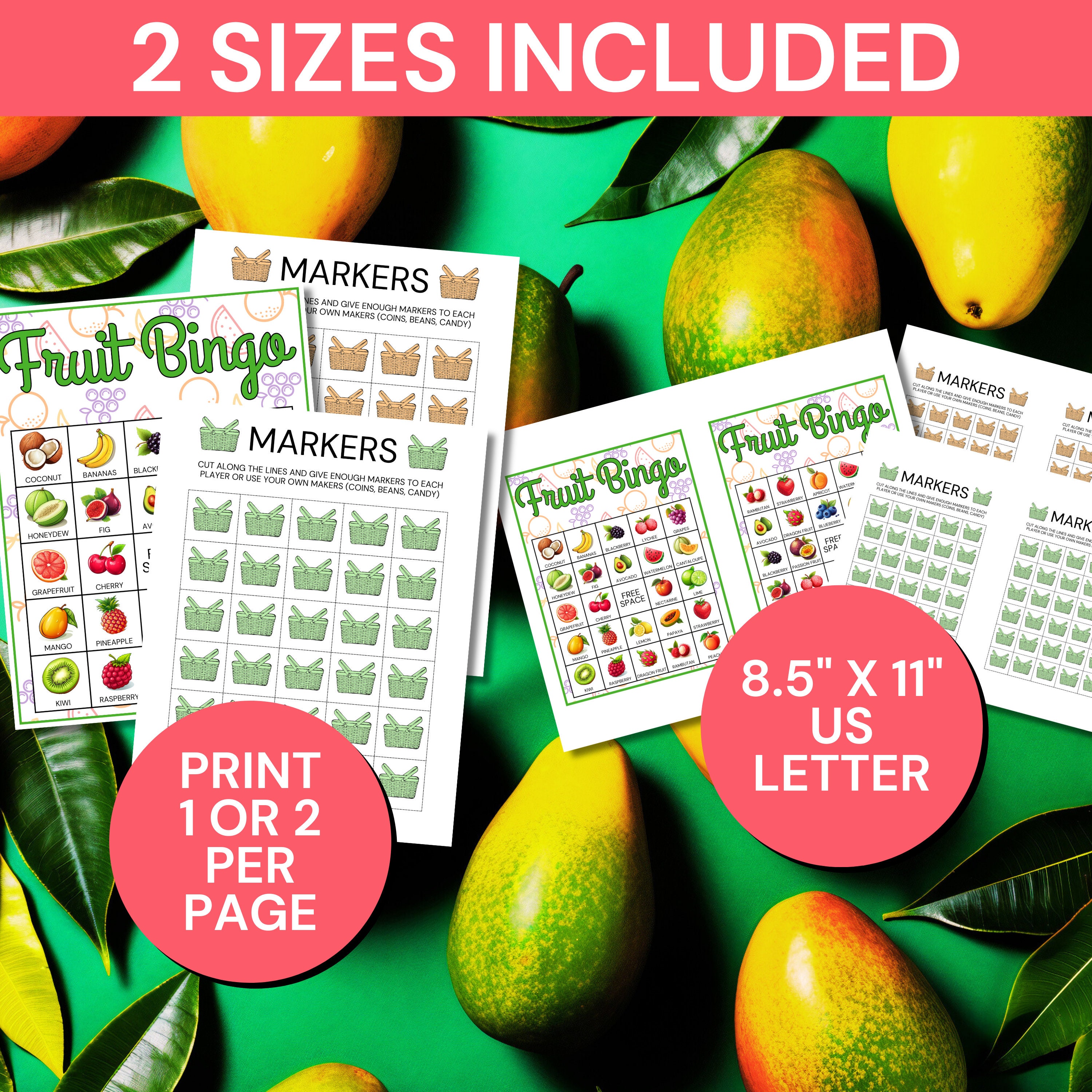 Fruit Bingo Cards Printable Game, 30 Fruit Bingo Board Game, Learn ...