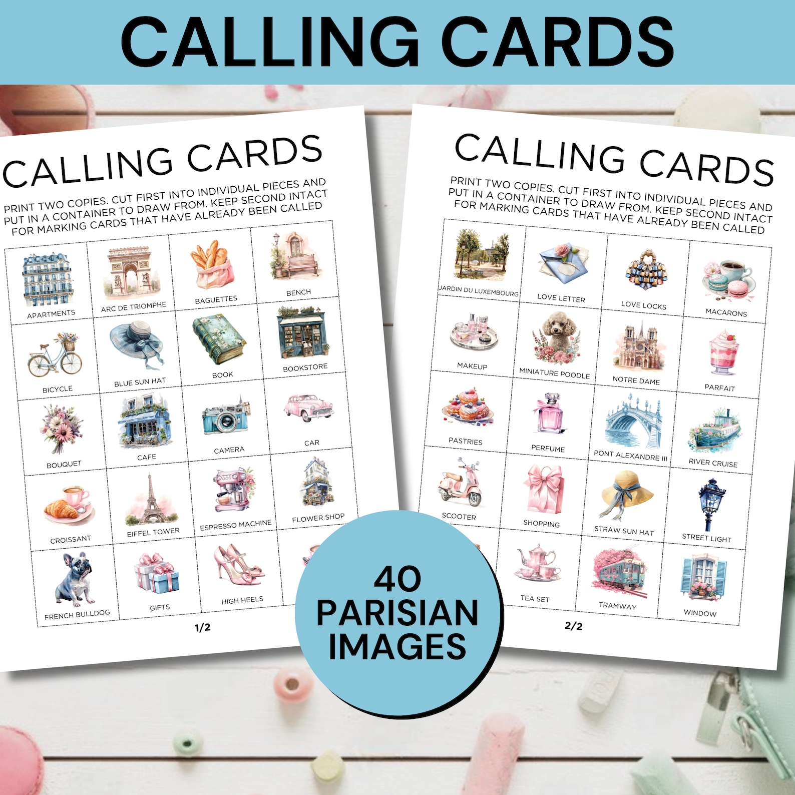 Paris Bingo Cards Printable Game, 30 France Travel Bingo Board Game ...