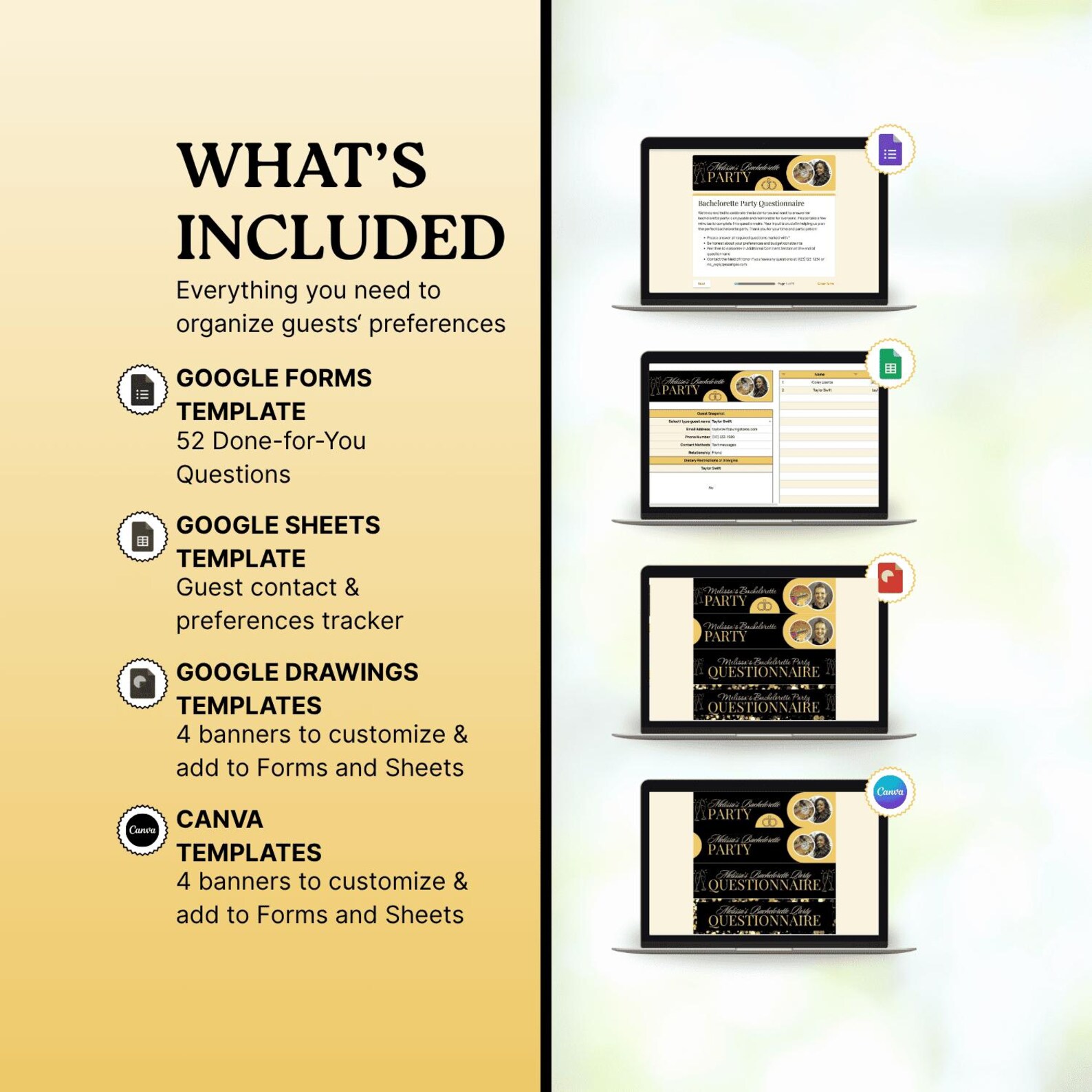 Google Forms Bachelorette Party Questionnaire Google Forms Template ...