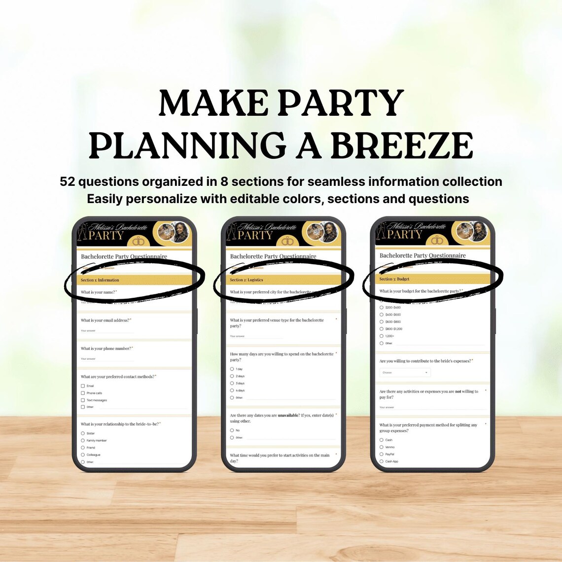 Google Forms Bachelorette Party Questionnaire Google Forms Template ...