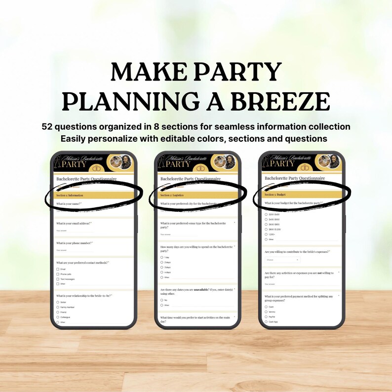 Google Forms Bachelorette Party Questionnaire Google Forms Template ...