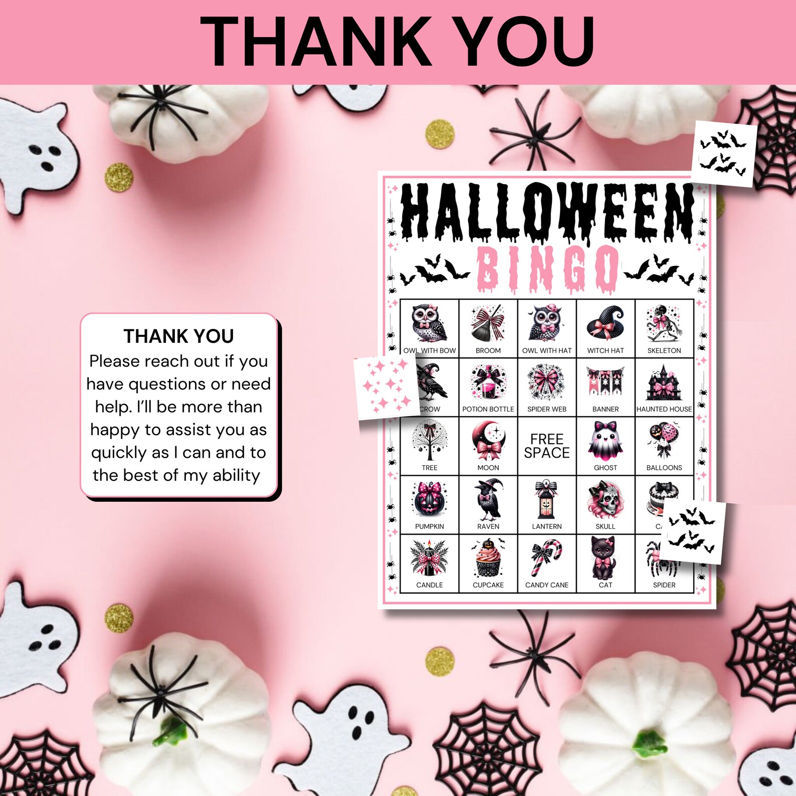 Halloween Bingo Cards Printable Game, 30 Pink Halloween Party Game ...