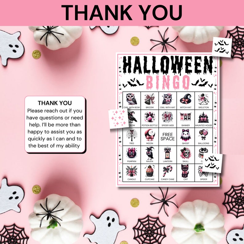 Halloween Bingo Cards Printable Game, 30 Pink Halloween Party Game ...