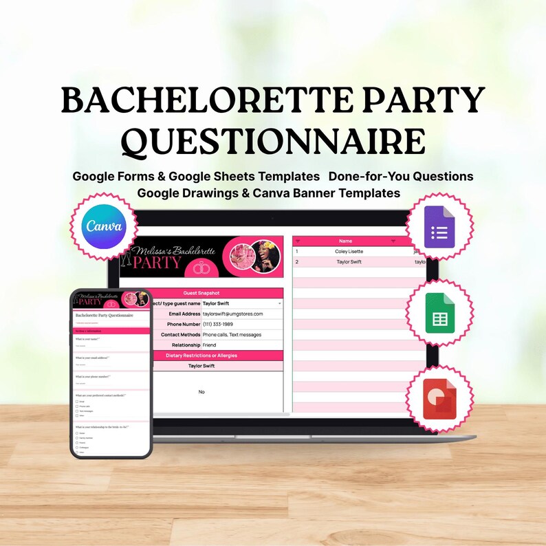 Google Forms Bachelorette Party Questionnaire Google Forms Template ...