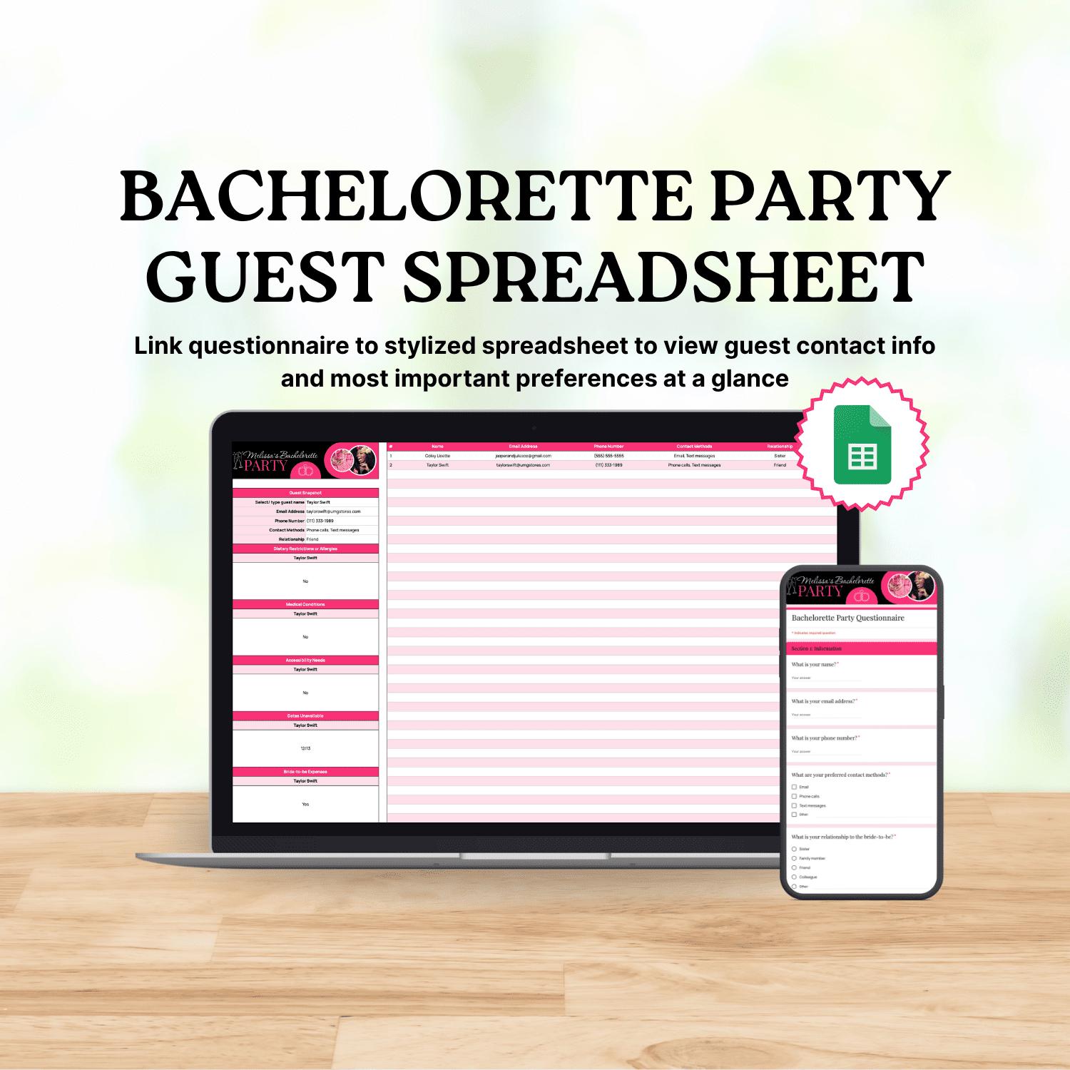 Google Forms Bachelorette Party Questionnaire Google Forms Template ...