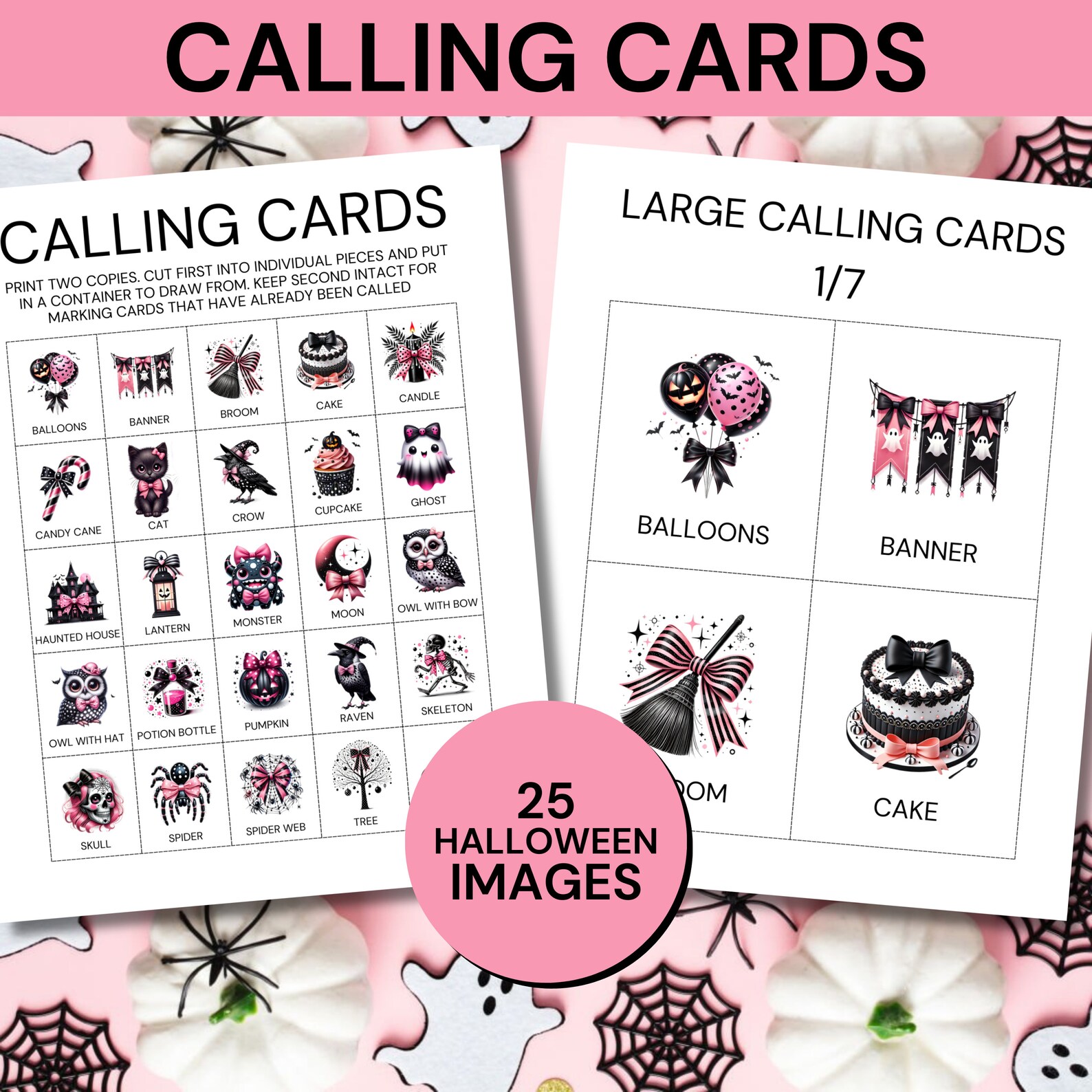 Halloween Bingo Cards Printable Game, 30 Pink Halloween Party Game ...