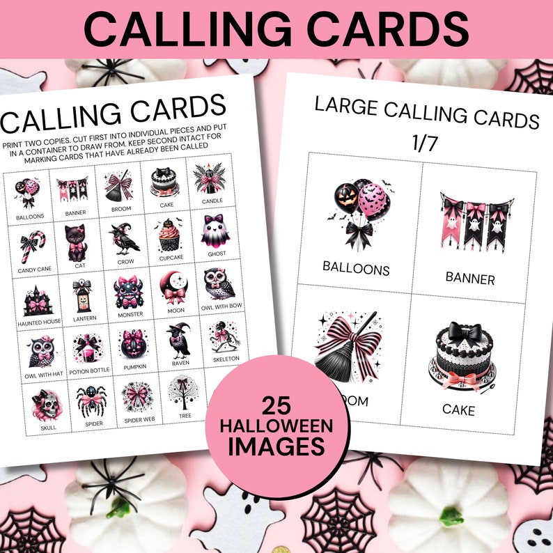 Halloween Bingo Cards Printable Game, 30 Pink Halloween Party Game ...