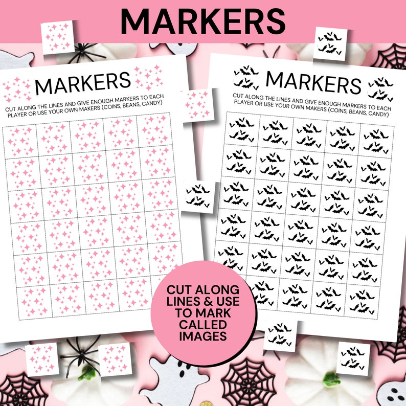 Halloween Bingo Cards Printable Game, 30 Pink Halloween Party Game ...