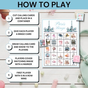 Paris Bingo Cards Printable Game, 30 France Travel Bingo Board Game ...