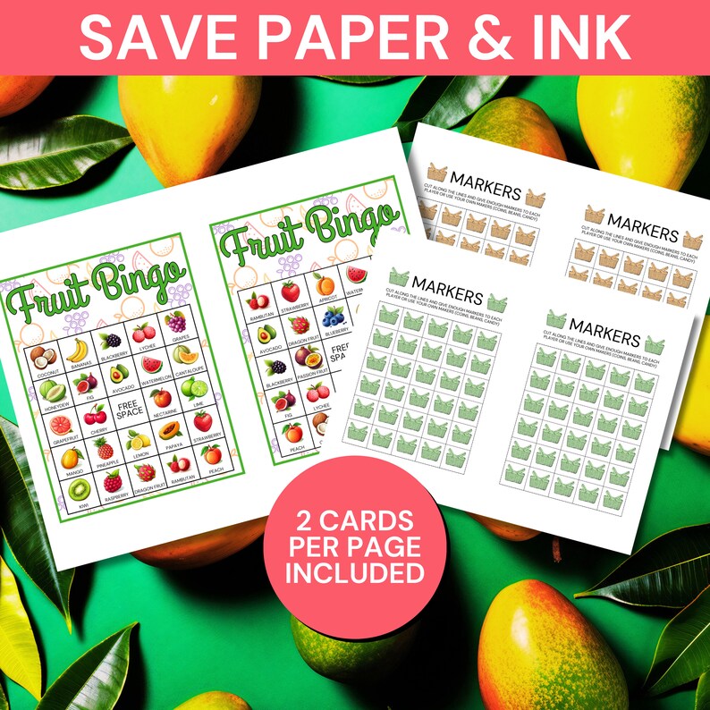 Fruit Bingo Cards Printable Game, 30 Fruit Bingo Board Game, Learn ...