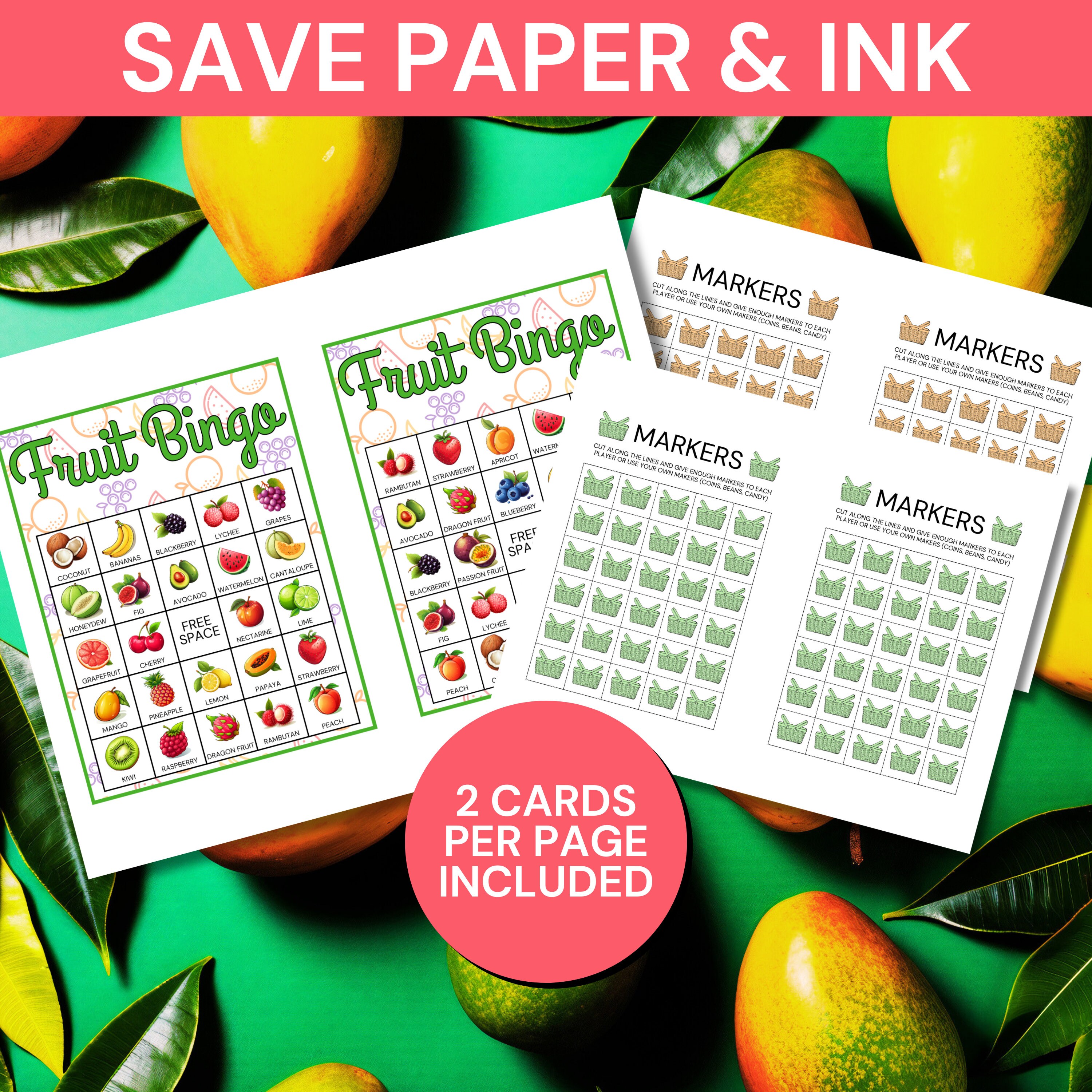 Fruit Bingo Cards Printable Game, 30 Fruit Bingo Board Game, Learn ...