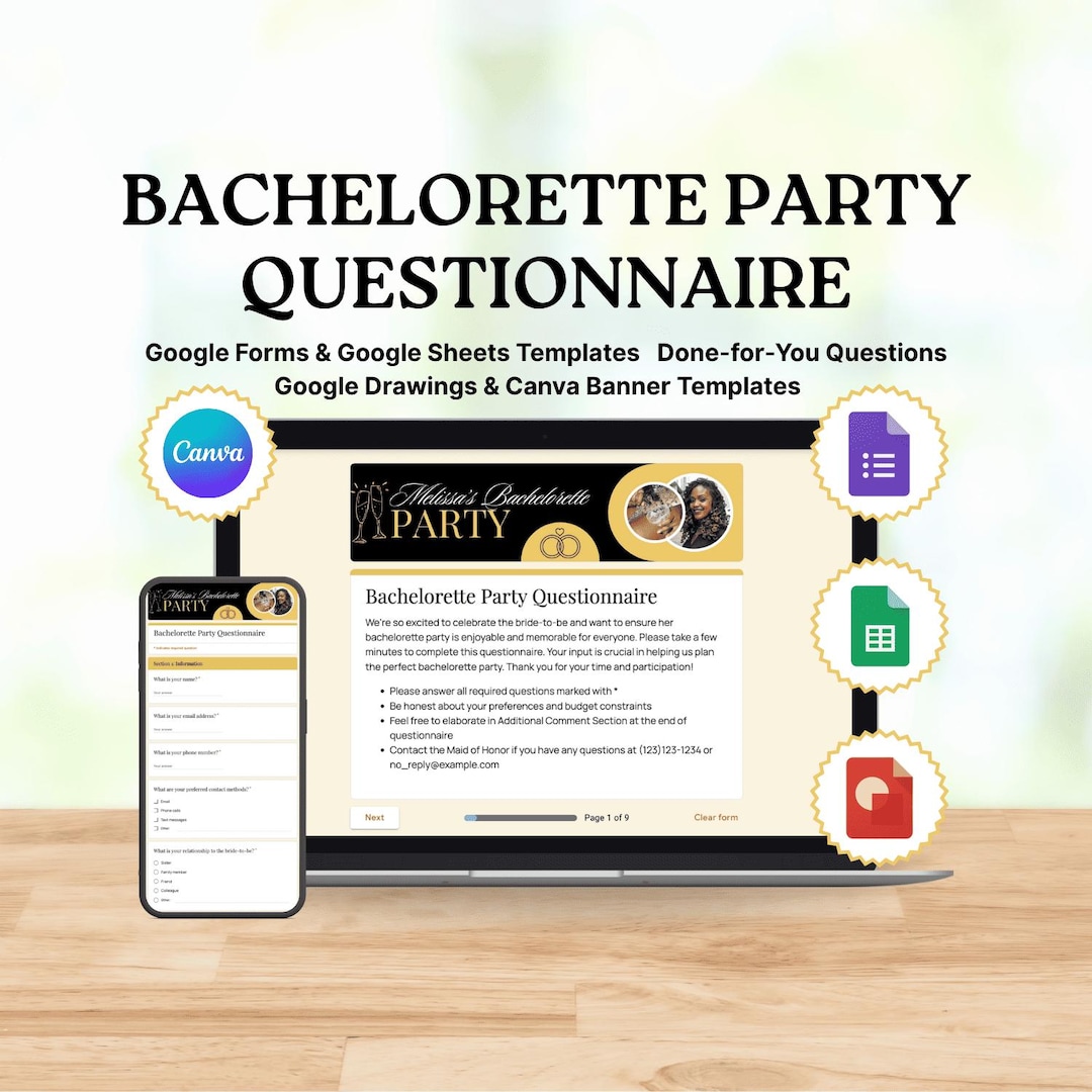 Google Forms Bachelorette Party Questionnaire Google Forms Template ...