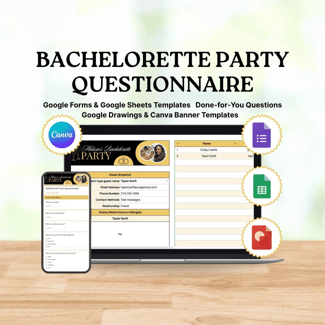 Google Forms Bachelorette Party Questionnaire Google Forms Template ...