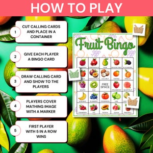 Fruit Bingo Cards Printable Game, 30 Fruit Bingo Board Game, Learn ...