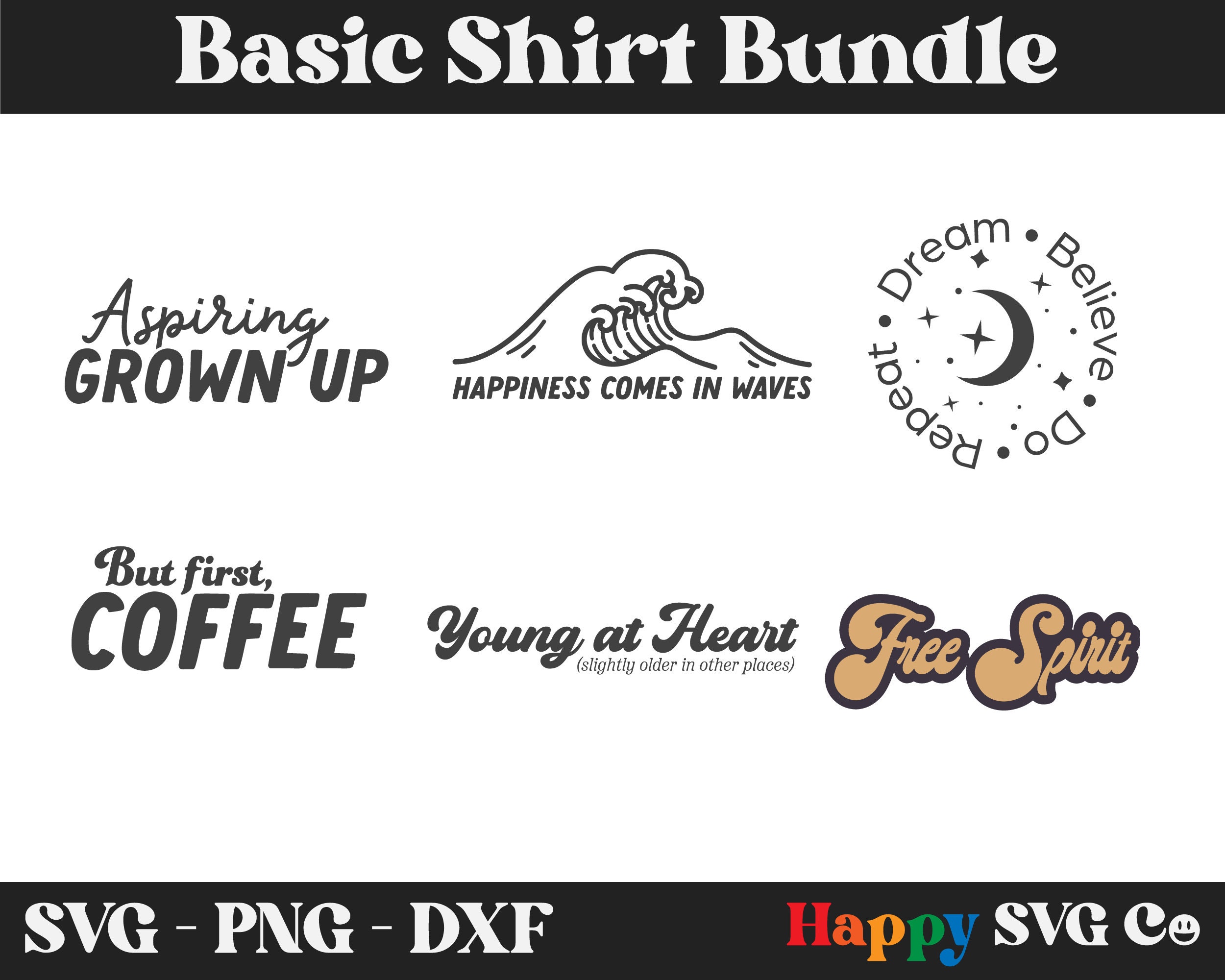 Basic Shirt SVG Bundle Retro SVG Bundle Funny Shirt SVG - Etsy