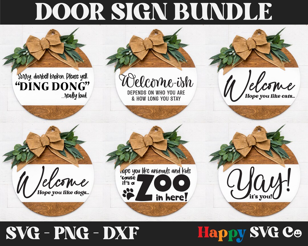 Buy Welcome SVG Bundle Door Sign SVG Bundle Round Sign SVG Bundle ...