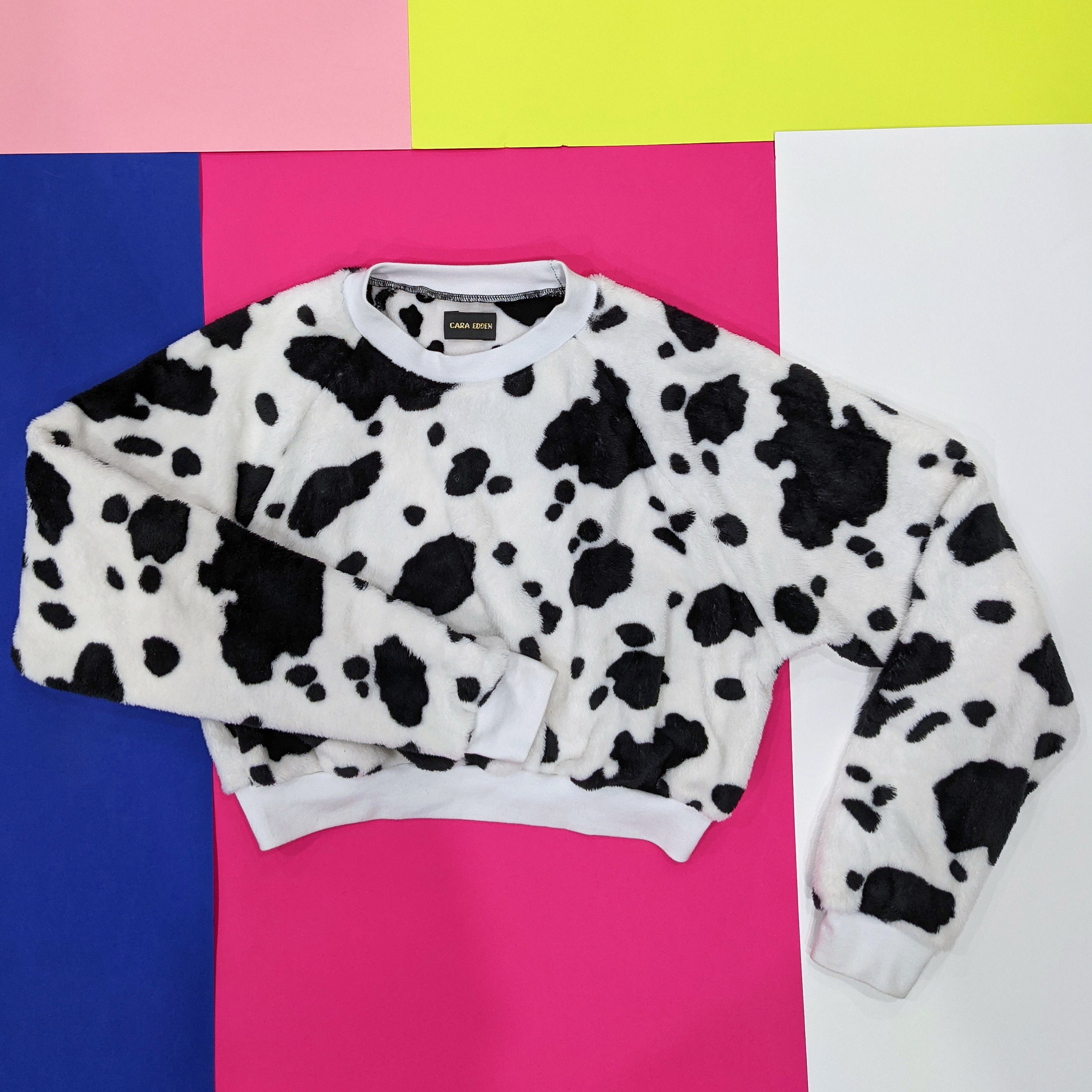 Cow Print Cropped Jumper - Etsy UK