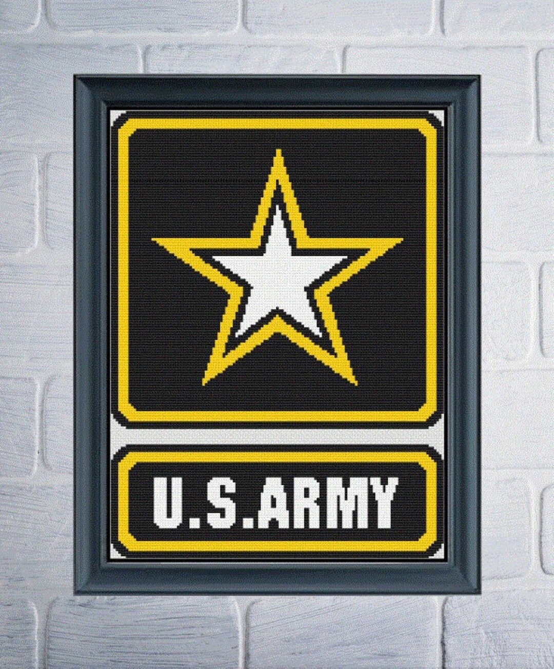 US Army Logo Cross Stitch Pattern, Star, Black, Gold - Etsy