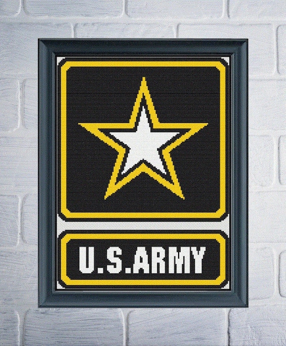 US Army Logo Cross Stitch Pattern Star Black Gold | Etsy