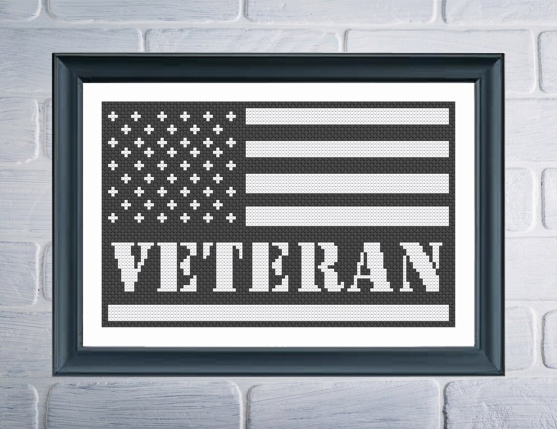 US Veteran Flag Cross Stitch Pattern - Etsy
