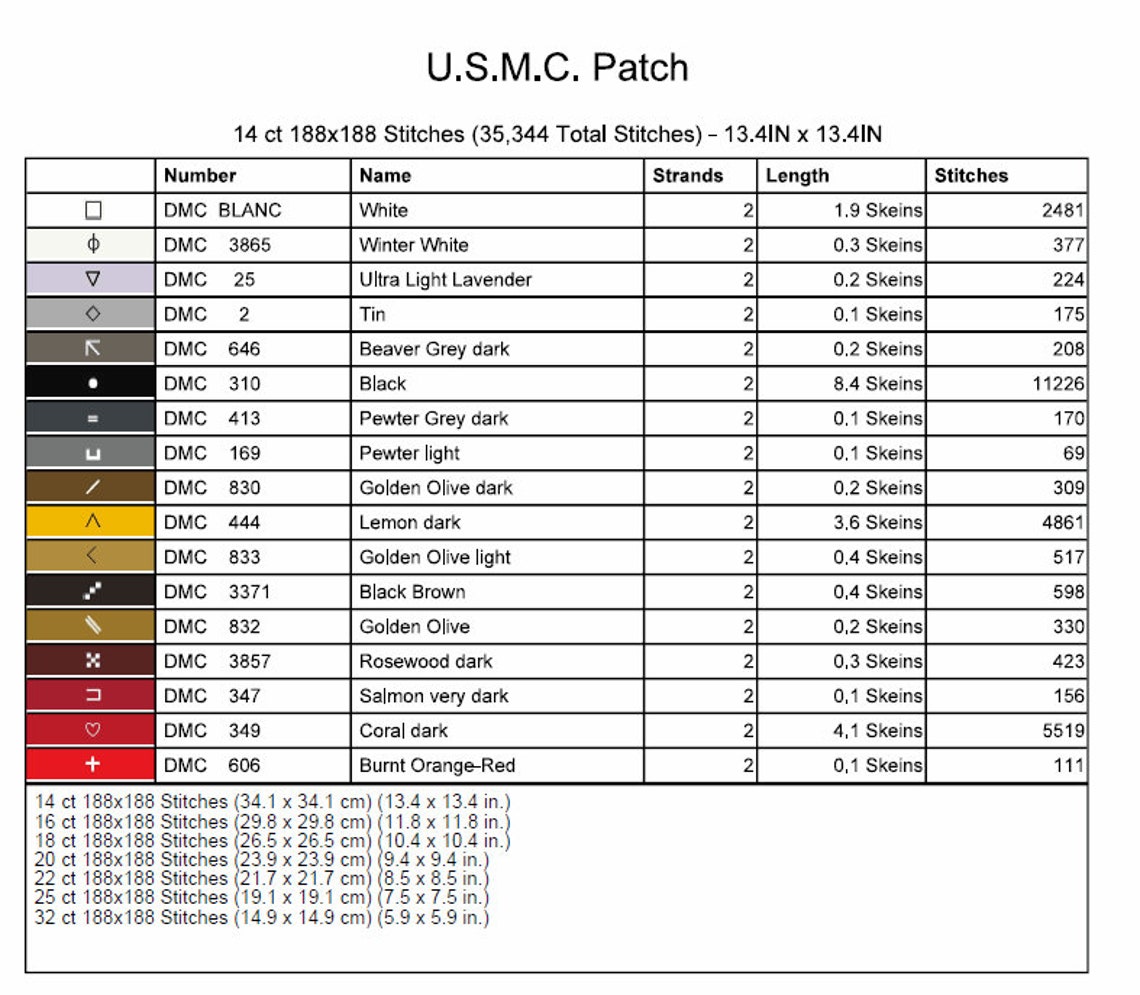 USMC Patch Cross Stitch Pattern - Etsy