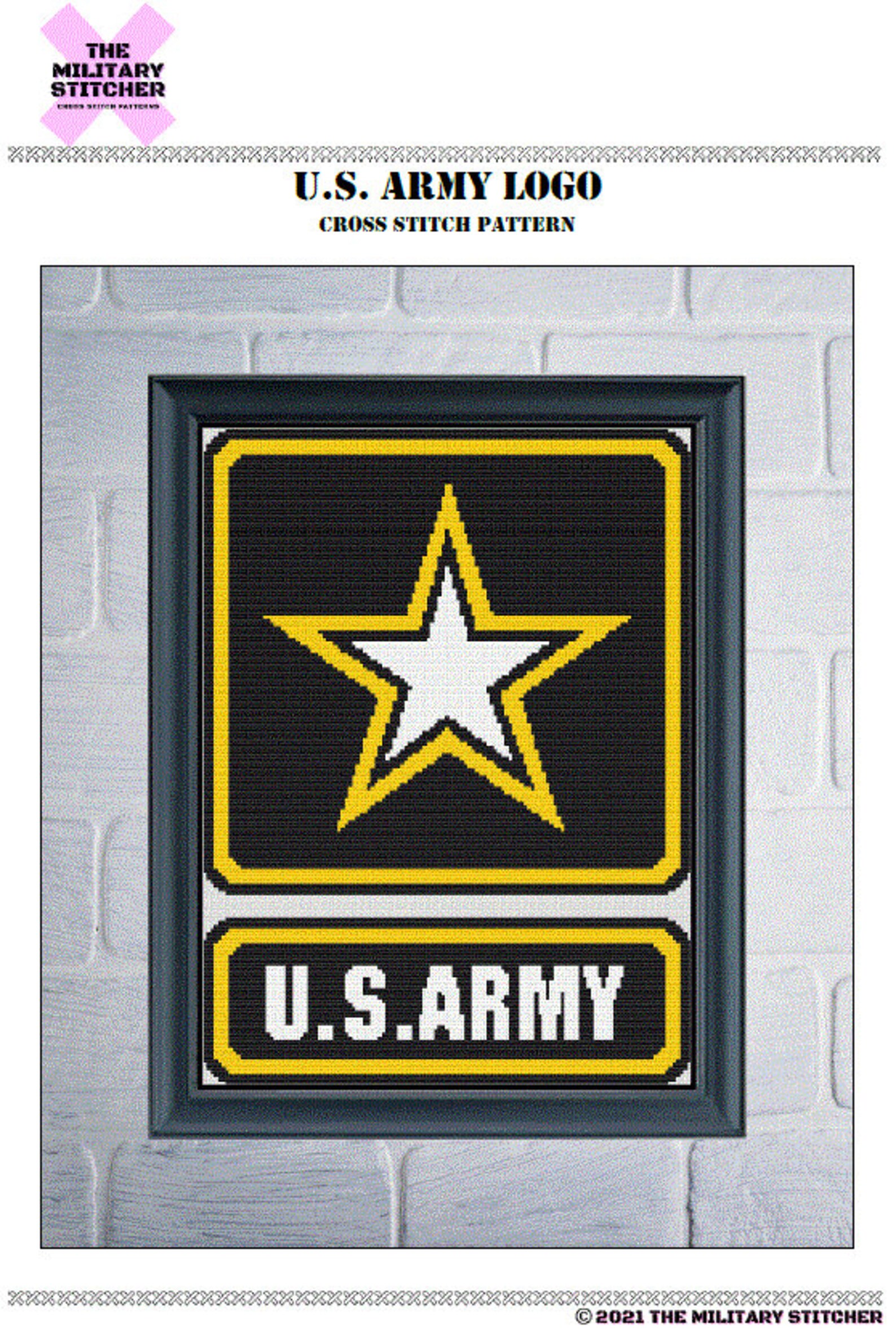 US Army Logo Cross Stitch Pattern, Star, Black, Gold - Etsy