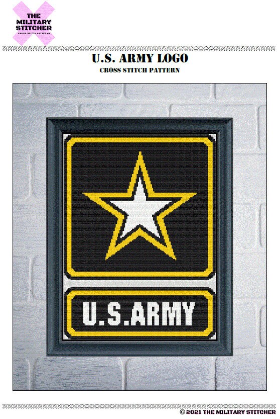 US Army Logo Cross Stitch Pattern, Star, Black, Gold - Etsy