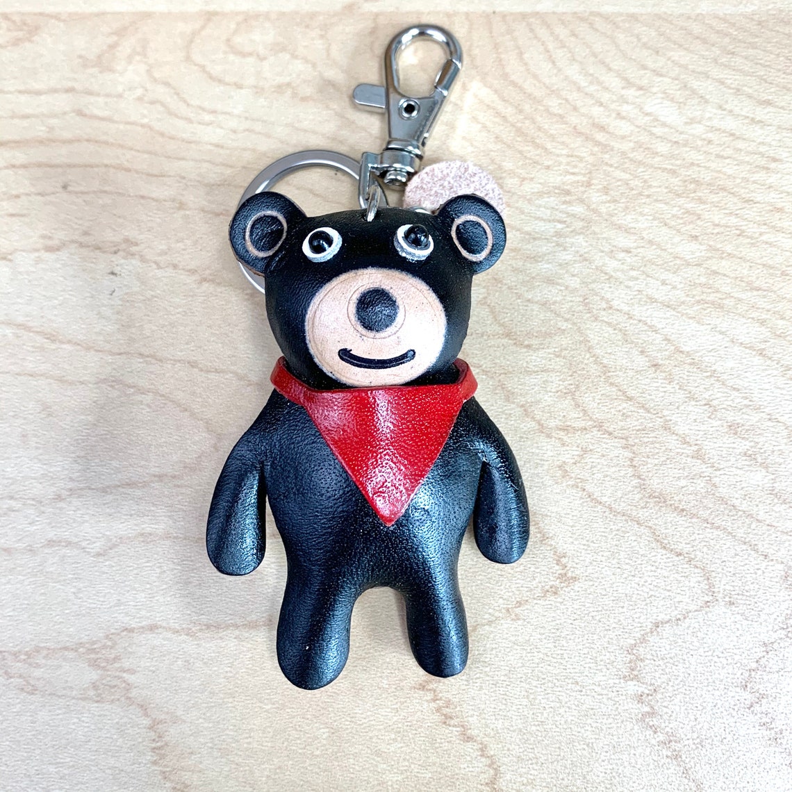 Handmade Genuine Leather Bear Keychain Cute Bear Keychain - Etsy UK