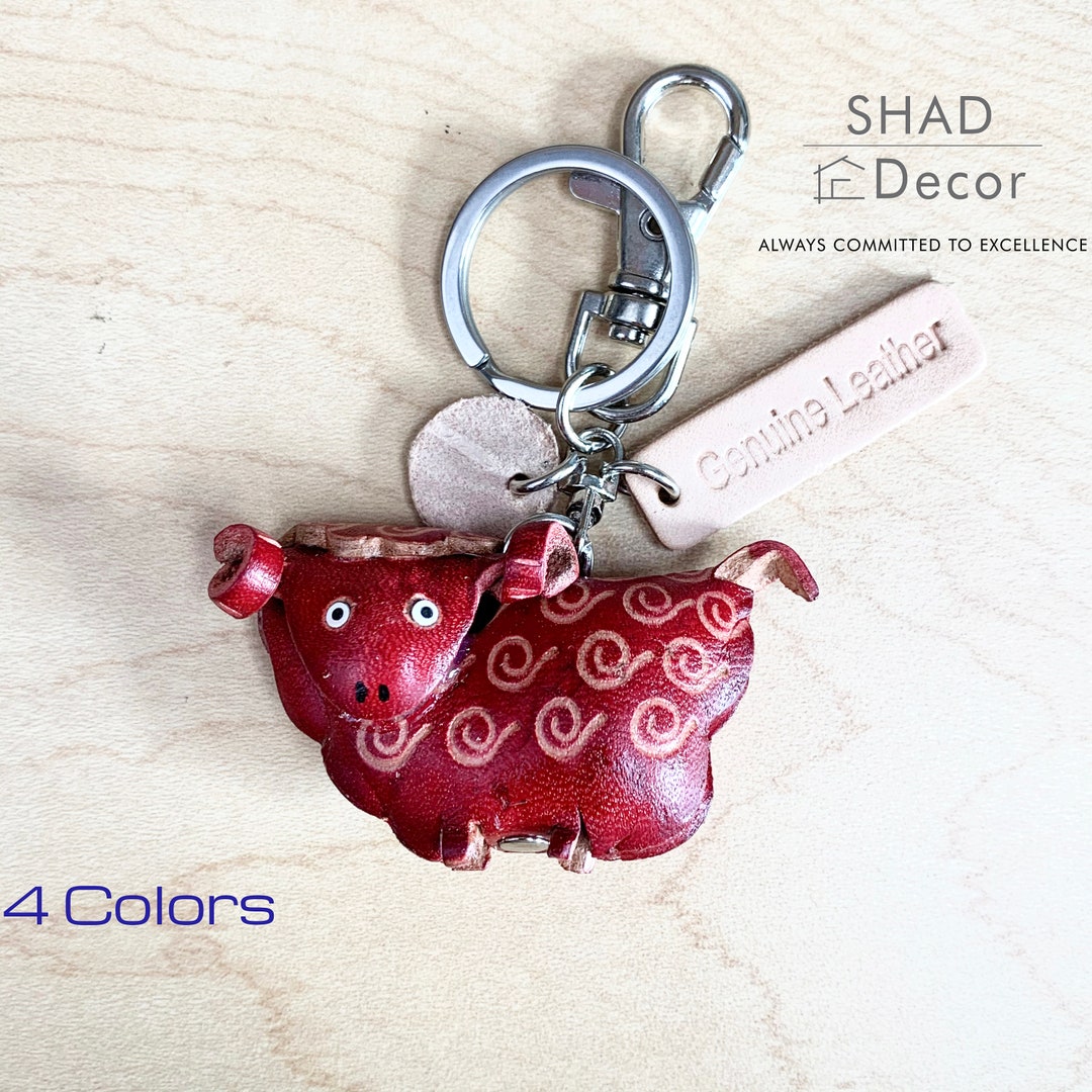 Genuine Leather Sheep Keychain, Sheep Car Charm, Cute Sheep Keychain ...