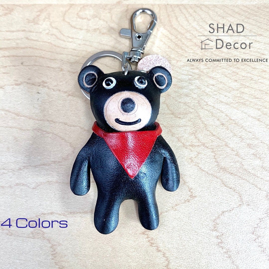 Handmade Genuine Leather Bear Keychain Cute Bear Keychain - Etsy UK