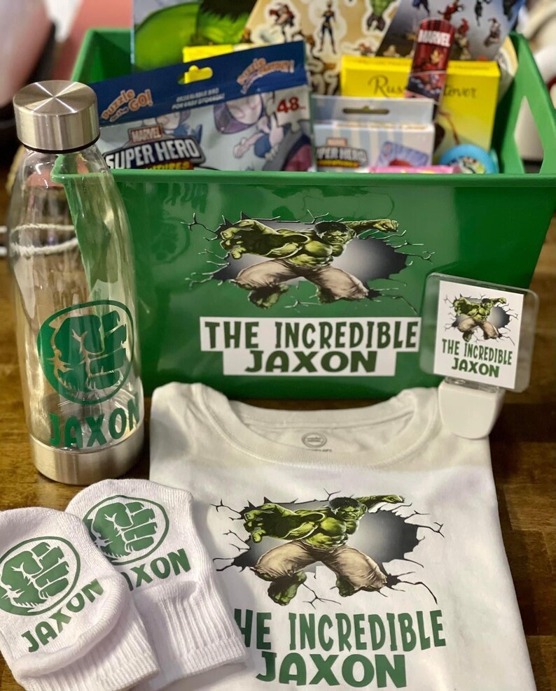 Boys Personalized Hulk Superhero Filled Gift Basket - Etsy