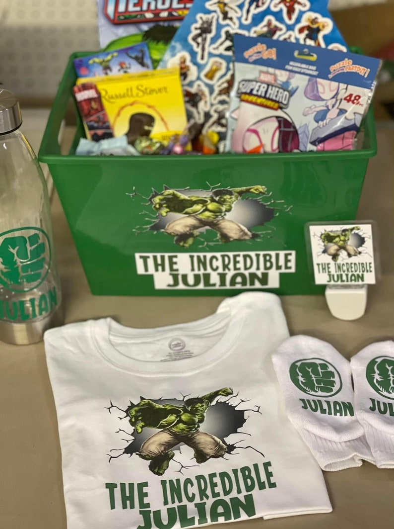Boys Personalized Hulk Superhero Filled Gift Basket - Etsy