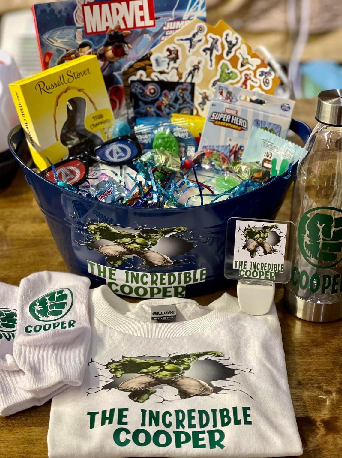 Boys Personalized Hulk Superhero Filled Gift Basket - Etsy