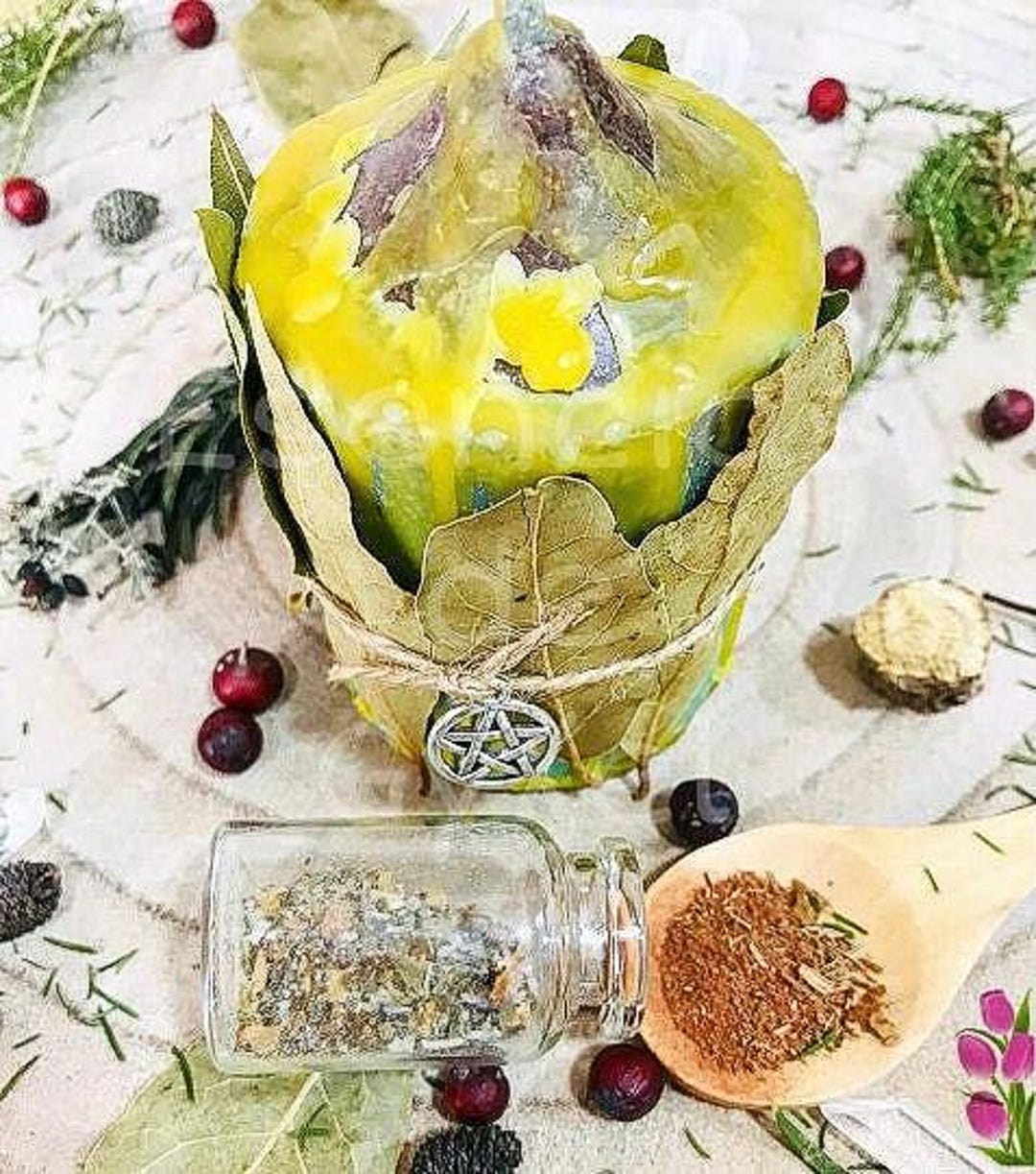 FERTILITY CANDLE /nightshade Witch Leaves/ Wicca Candle / Ritual Candle ...