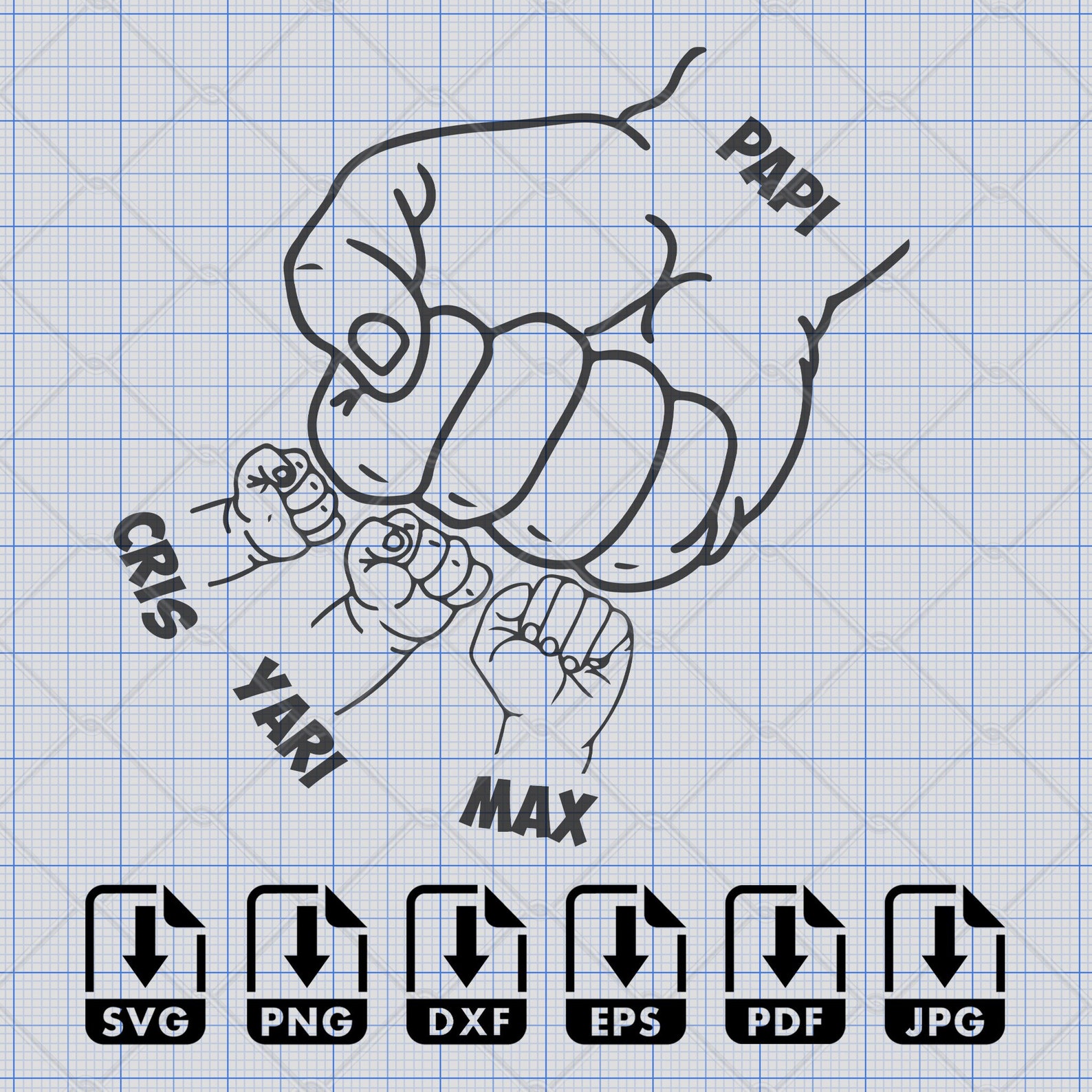 Feliz Dia Del Padre SVG Family Papi Fist Bump SVG Png Eps Dxf Pdf DTF ...