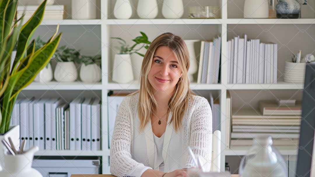 White Bookshelf Zoom Background Home Office Home Office Virtual ...