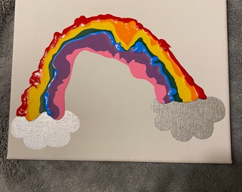 Rainbow Sky Acrylic Panal Canvas Painting 6x6 - Etsy
