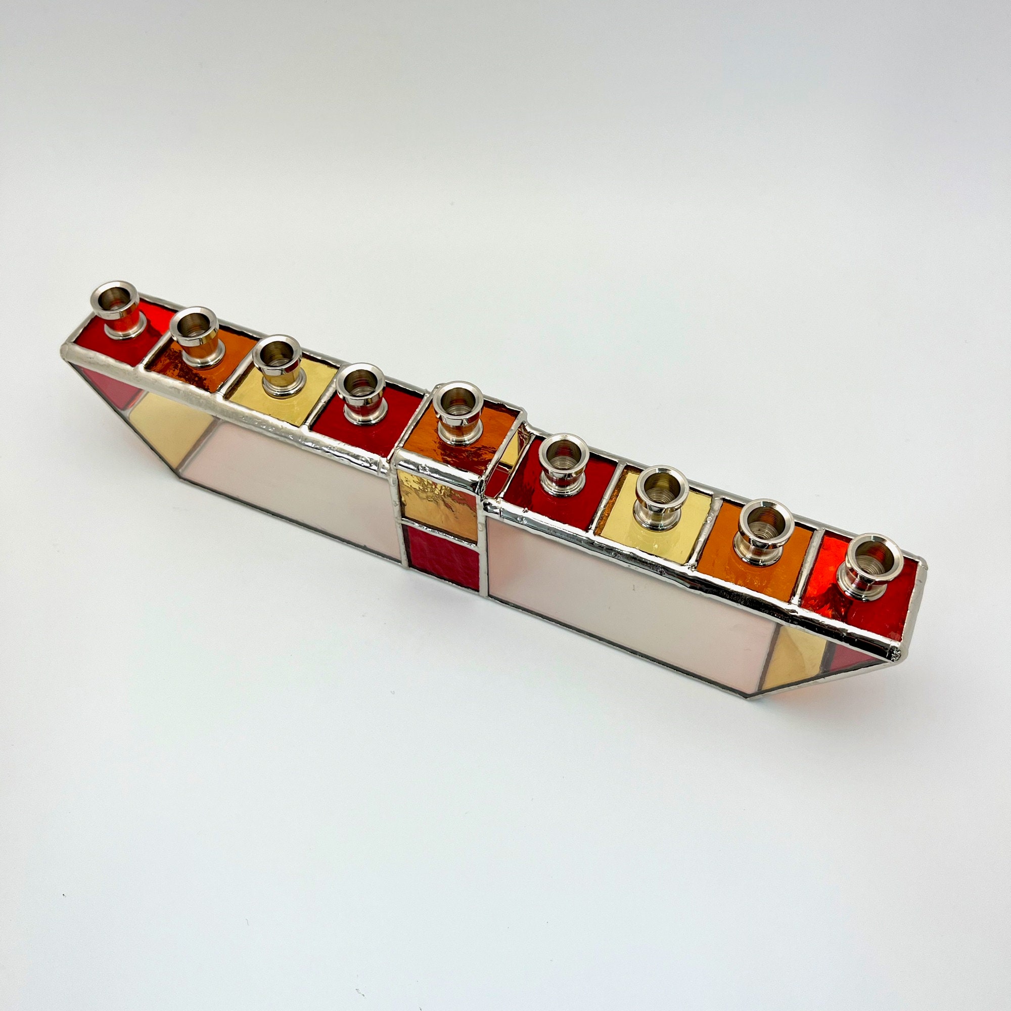 Abstract Stained Glass Menorah Glass Hanukkah Judaica Gift - Etsy