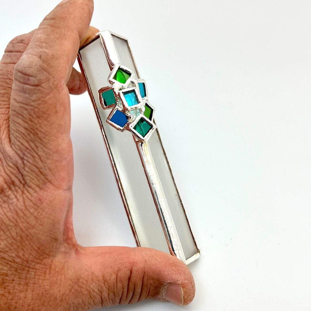 Colorful Stained Glass Silver Mezuzah 2004 S - Etsy