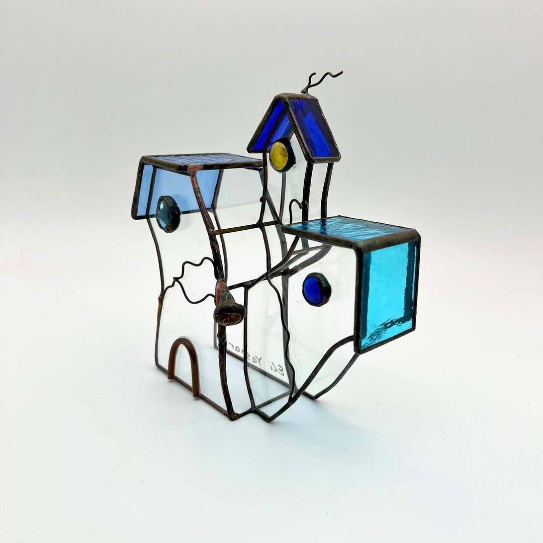 Miniature Stained Glass House Ornament Decorative Home Decor Glass Home ...