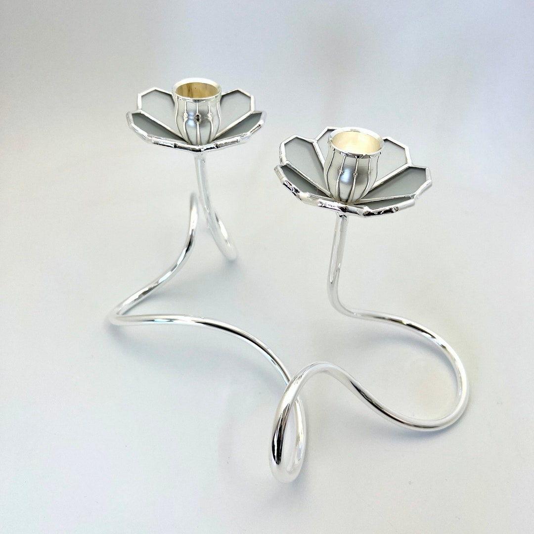 Art Nouveau Stained Glass Shabbat Candelabra 1007 Bat Mizva - Etsy