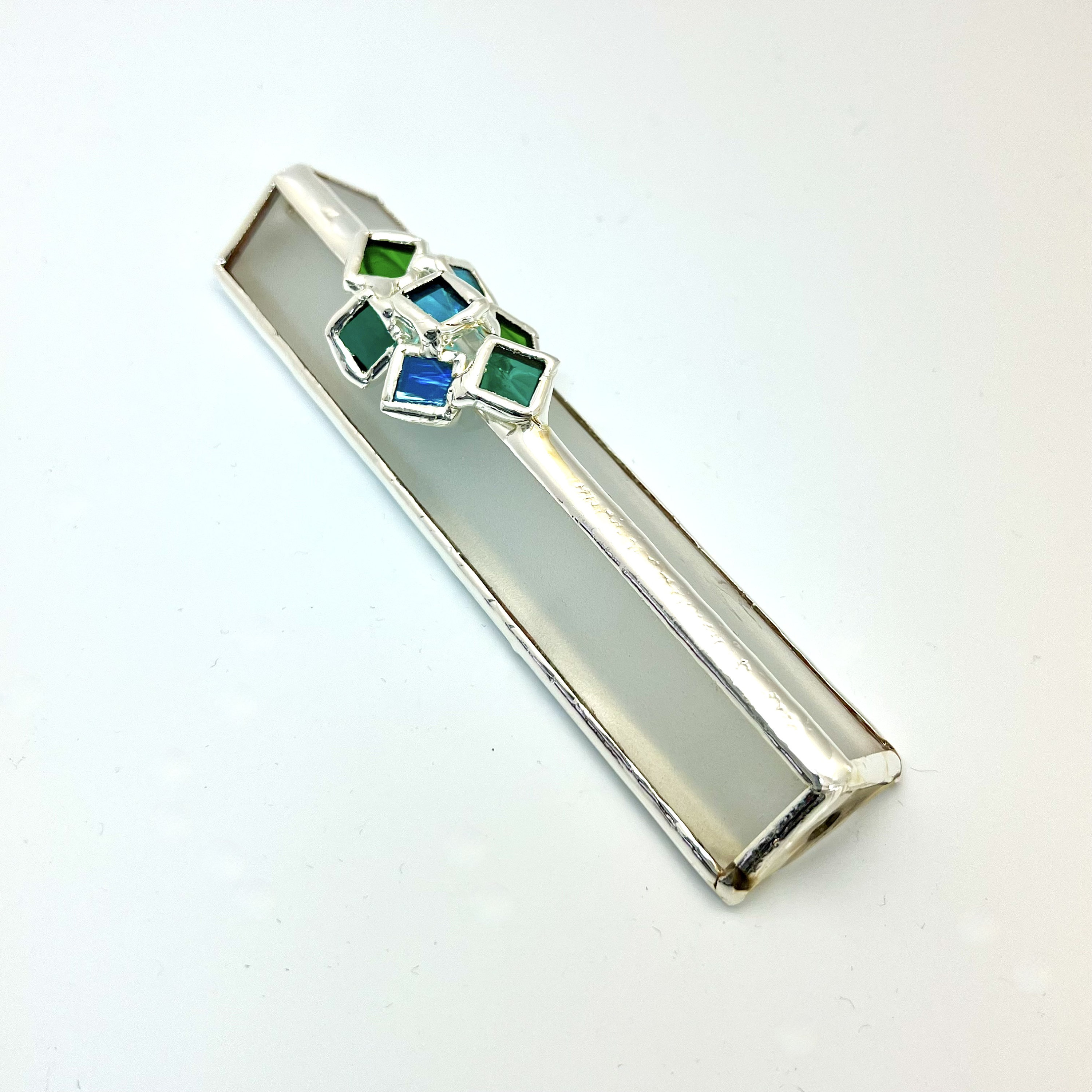 Colorful Stained Glass Silver Mezuzah 2004 S - Etsy