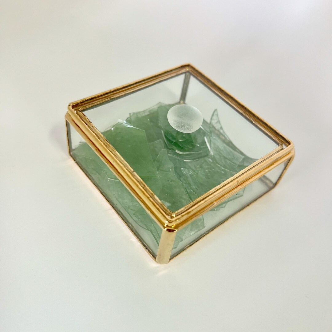Elegant Stained Glass Wedding Glass Keepsake Box With Gold Plated Frame ...
